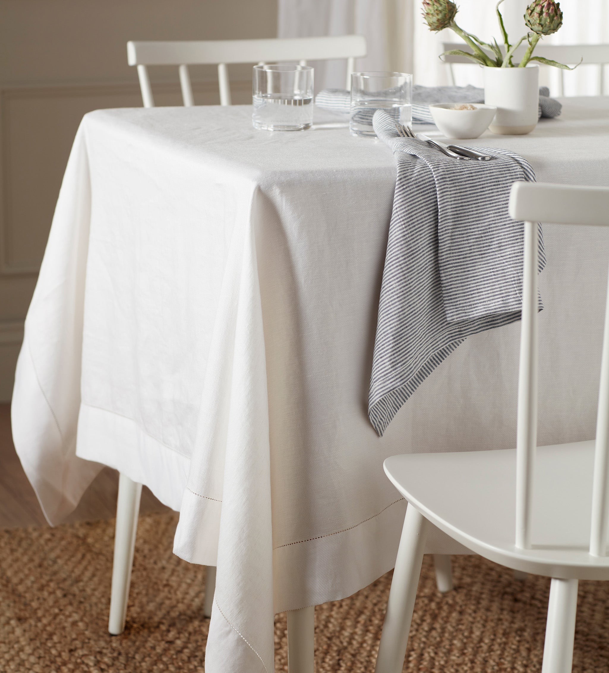 Off White Twill Cotton Linen Tablecloth | Secret Linen Store