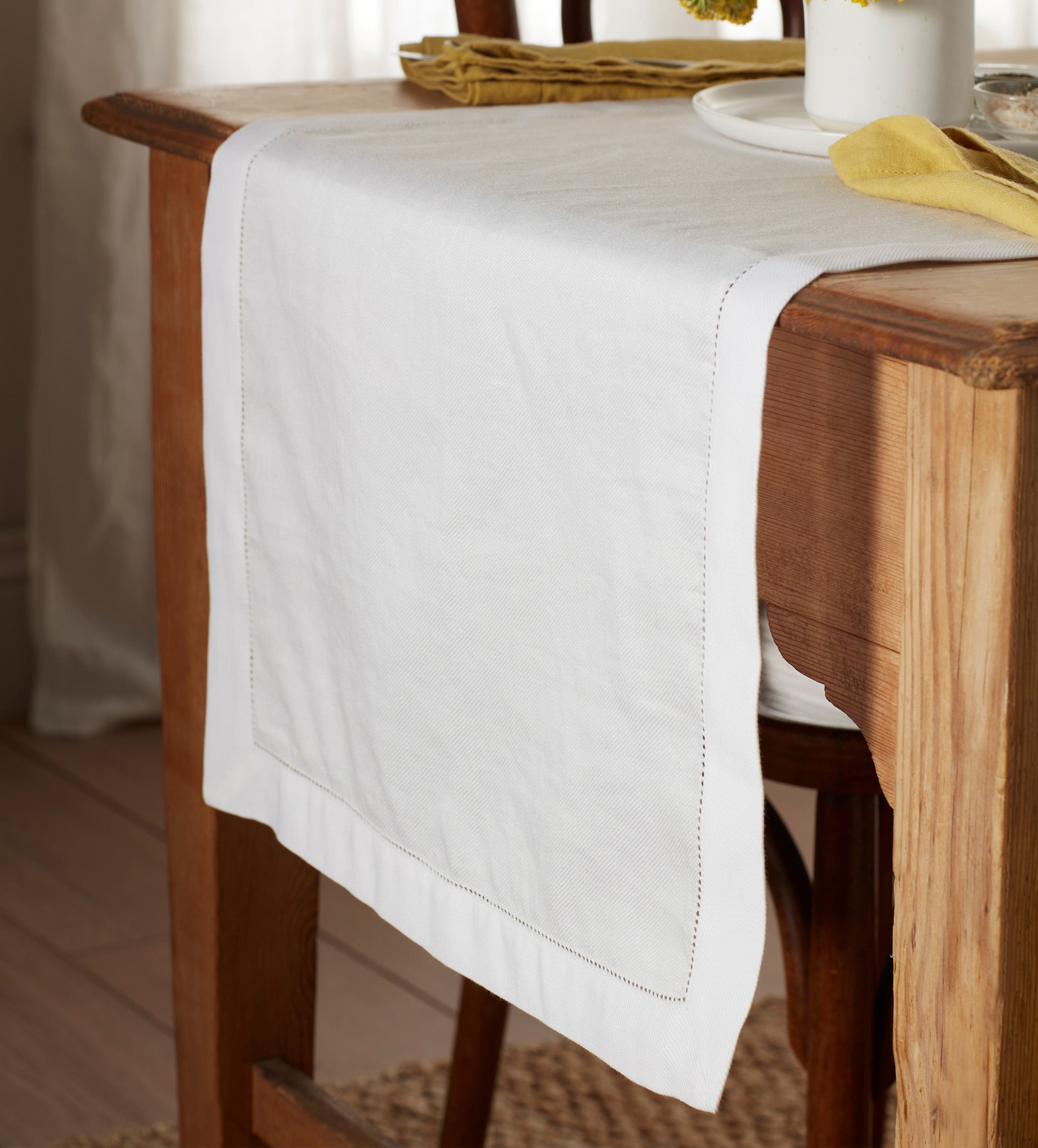 Off White Twill Cotton Linen Table Runner | Secret Linen Store