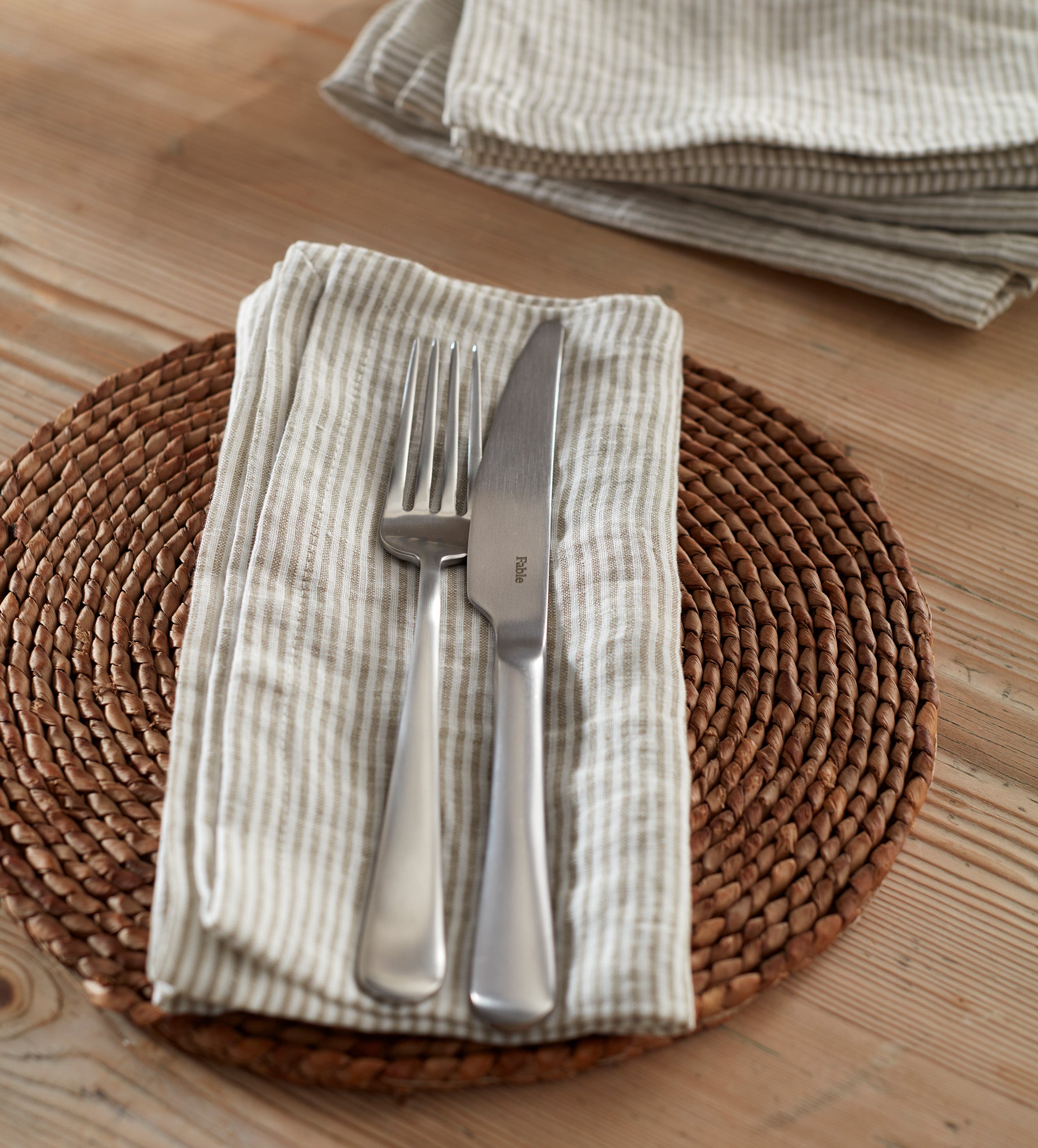 Natural Sid Stripe 100% Linen Napkins | Secret Linen Store