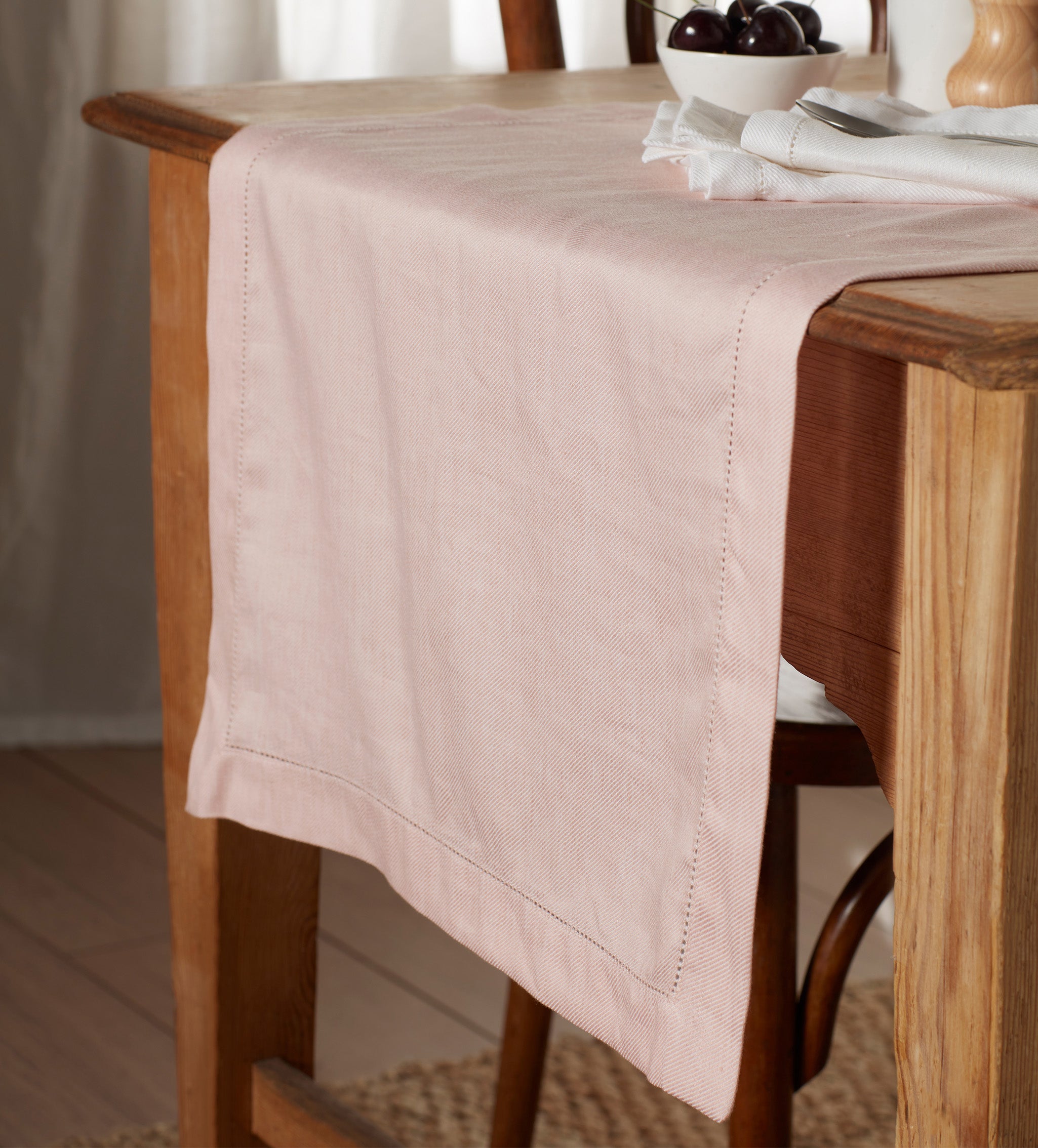 Blush Pink Twill Cotton Linen Table Runner | Secret Linen Store