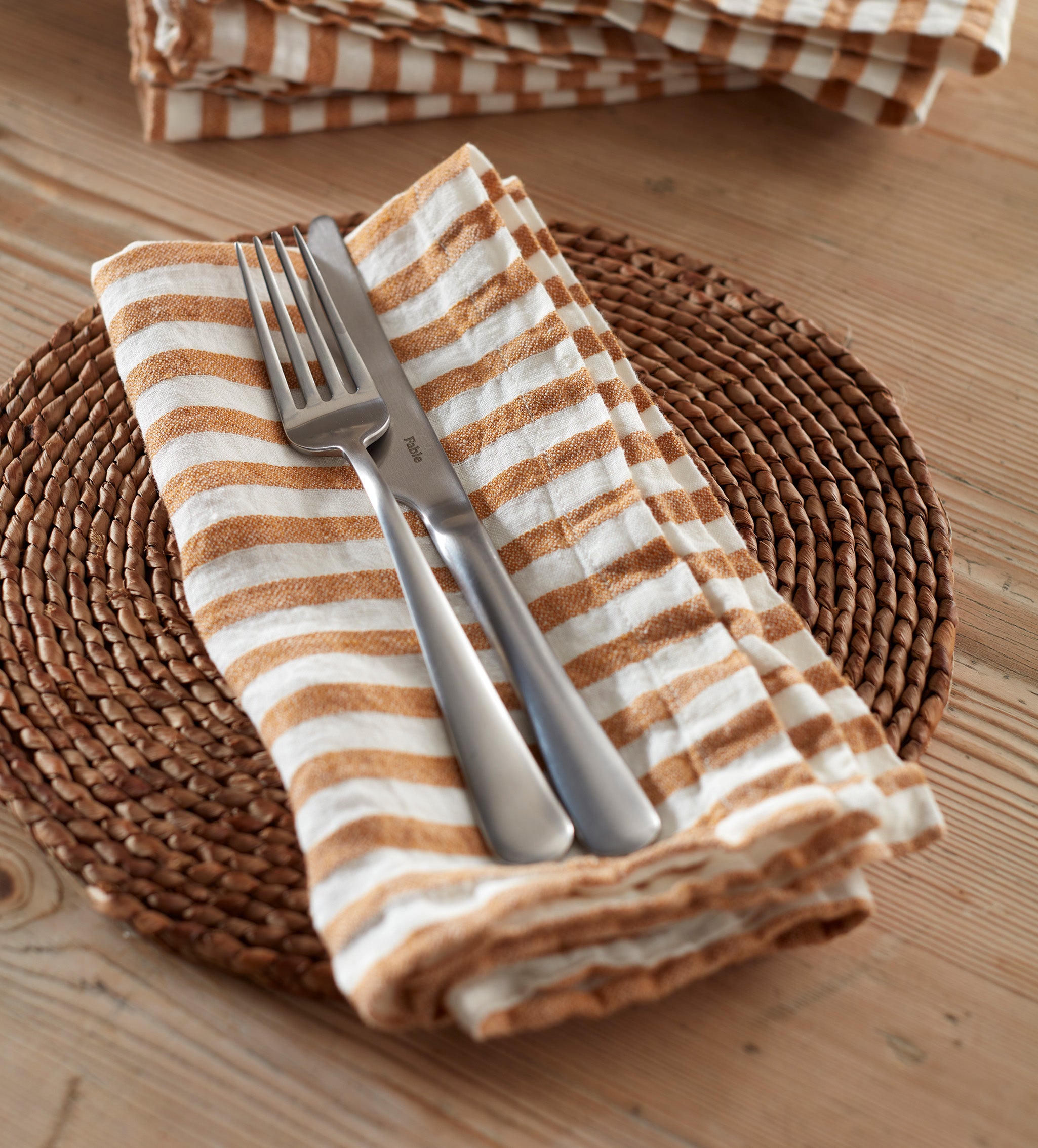 Amber Cora Mid Stripe 100% Linen Napkins | Secret Linen Store