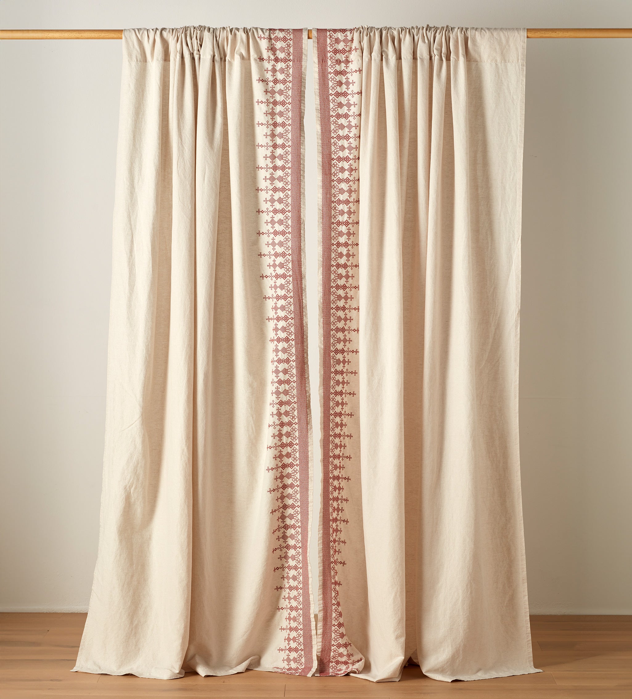 Natural Emily Cotton Linen Loop Top Curtain | Secret Linen Store
