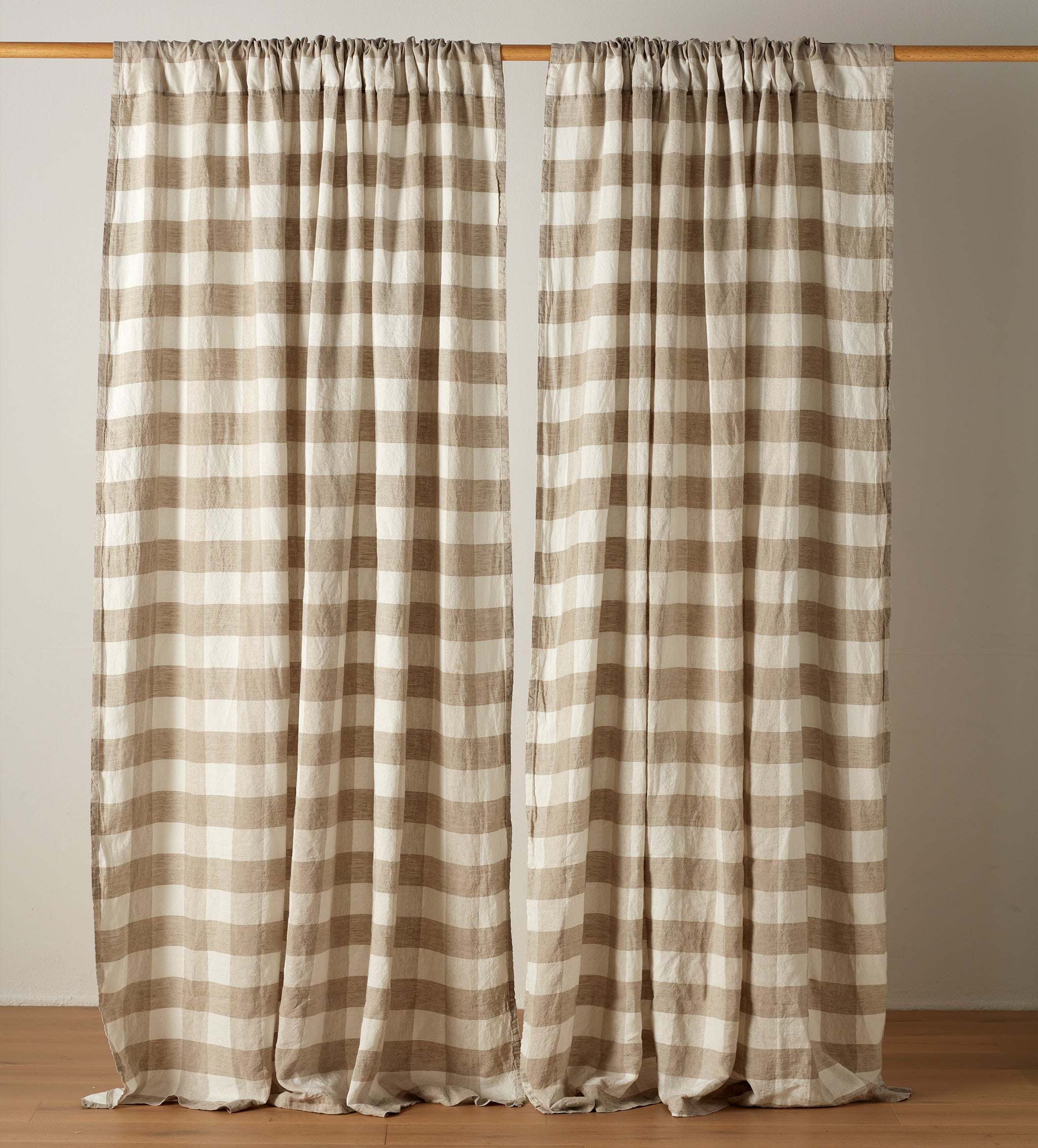 Natural Gingham Loop Top Curtain | Secret Linen Store