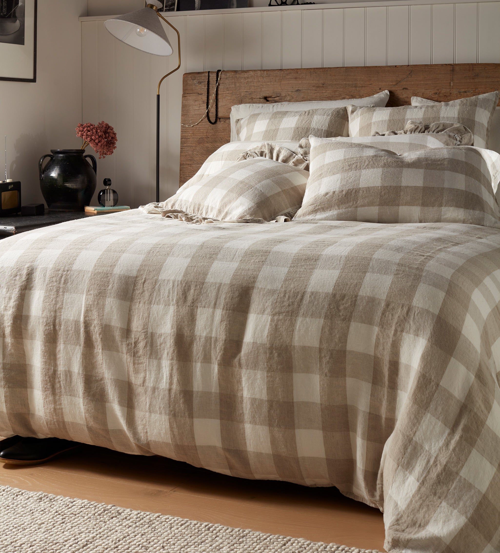 Natural Gingham Linen Duvet Cover | Secret Linen Store