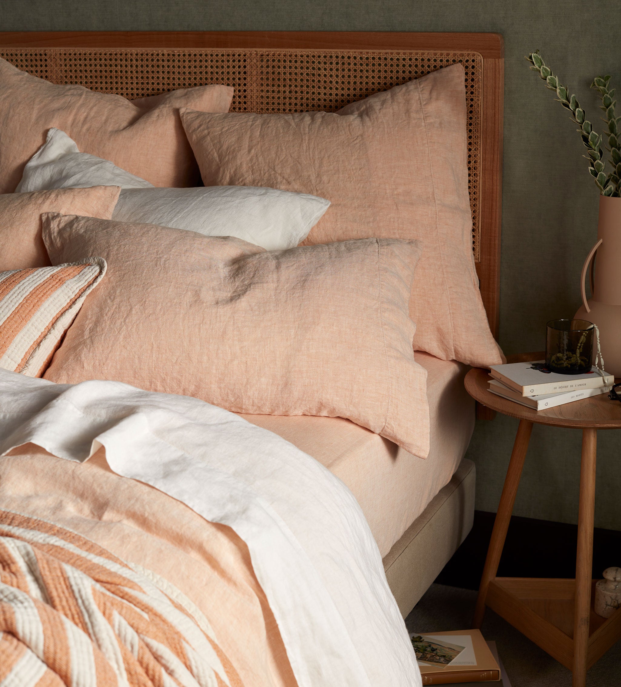 Peach 100% Linen Housewife Pillowcase | Secret Linen Store