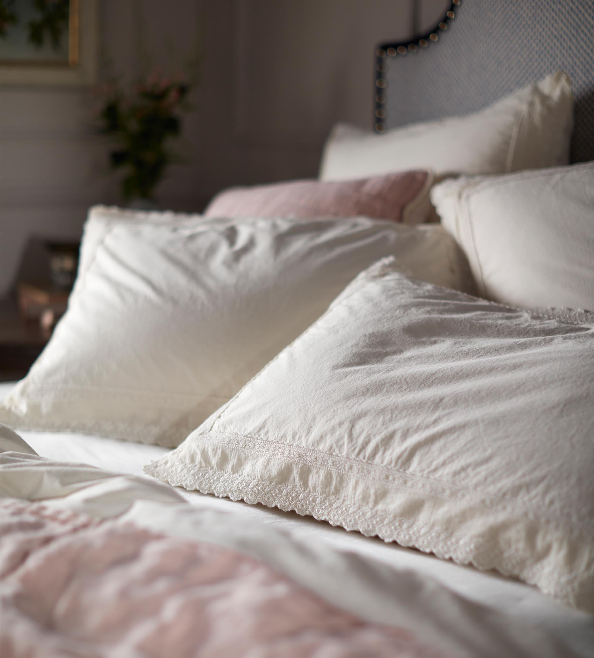 Pia Embroidered 100% Cotton Pillowcase | Secret Linen Store
