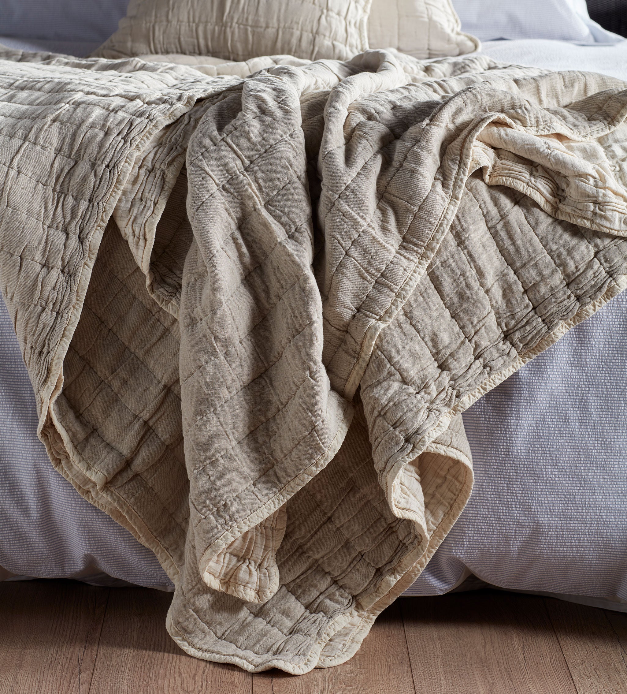 Natural Vivienne 100% Cotton Quilted Throw | Secret Linen Store