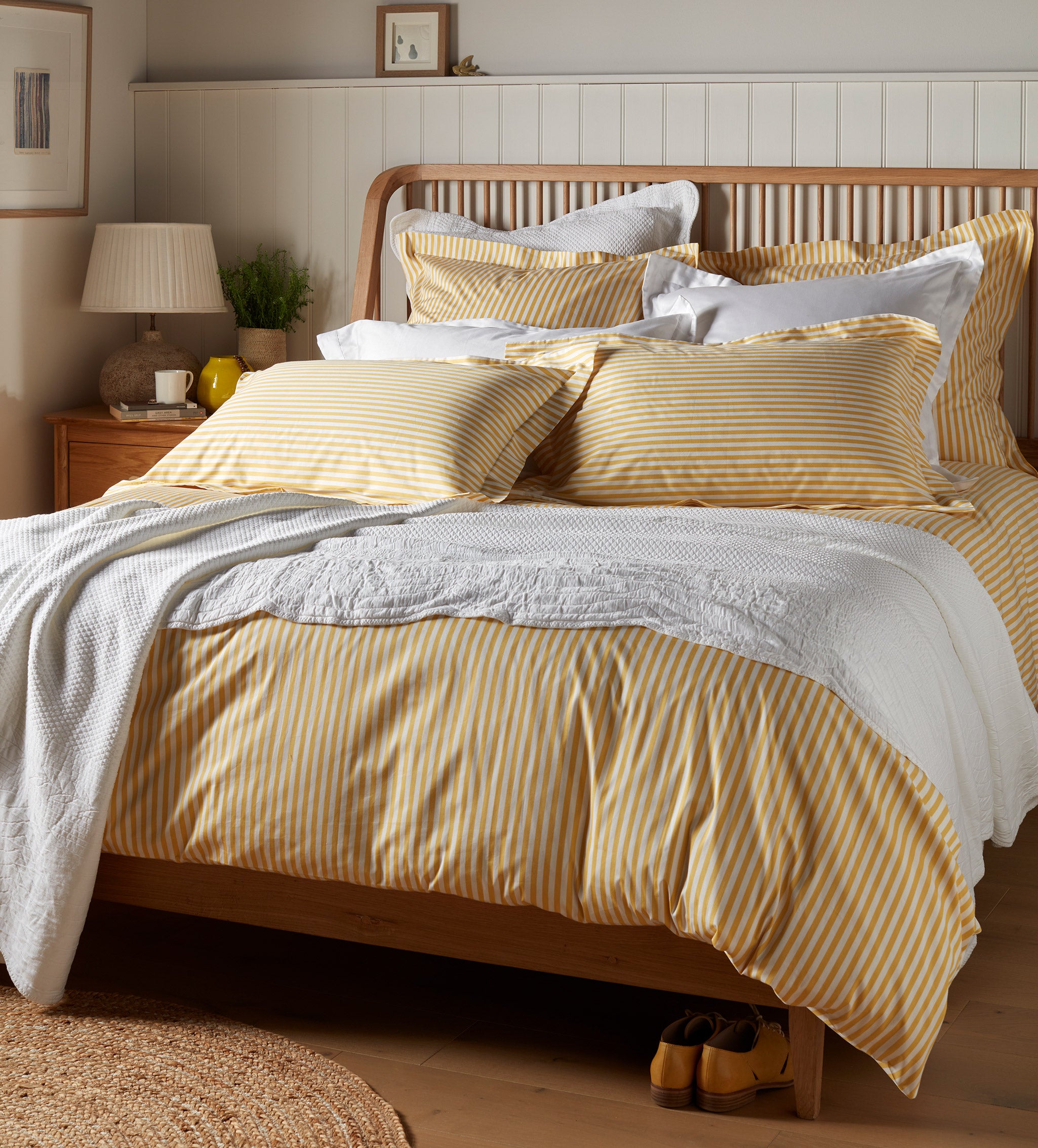 Yellow Betsy Stripe Cotton Bed Linen | Secret Linen Store