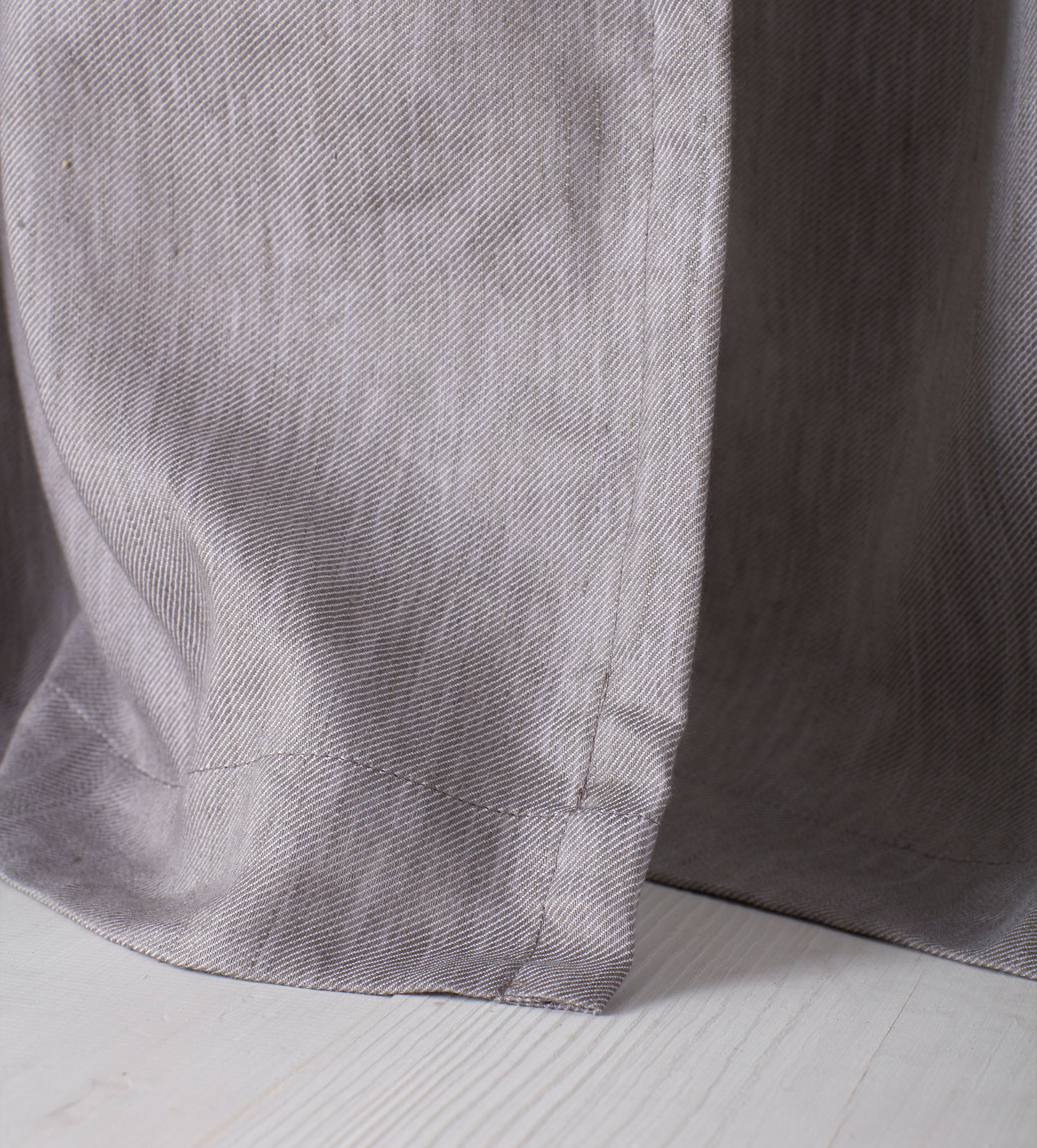 Flint Grey Twill Cotton Linen Blackout Pencil Pleat Curtains (Pair ...