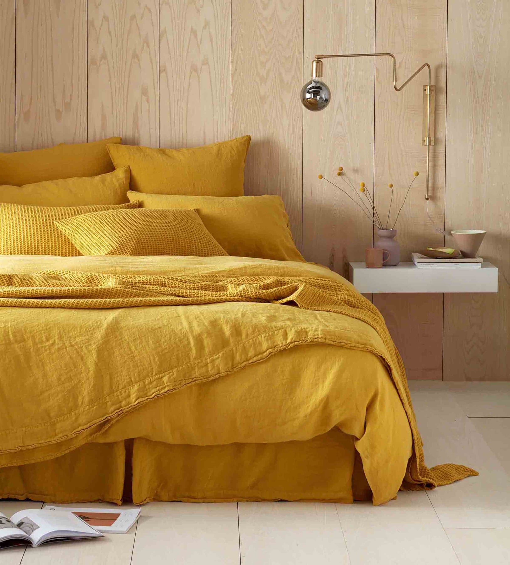 Mustard Yellow 100% Linen Bedding | Secret Linen Store