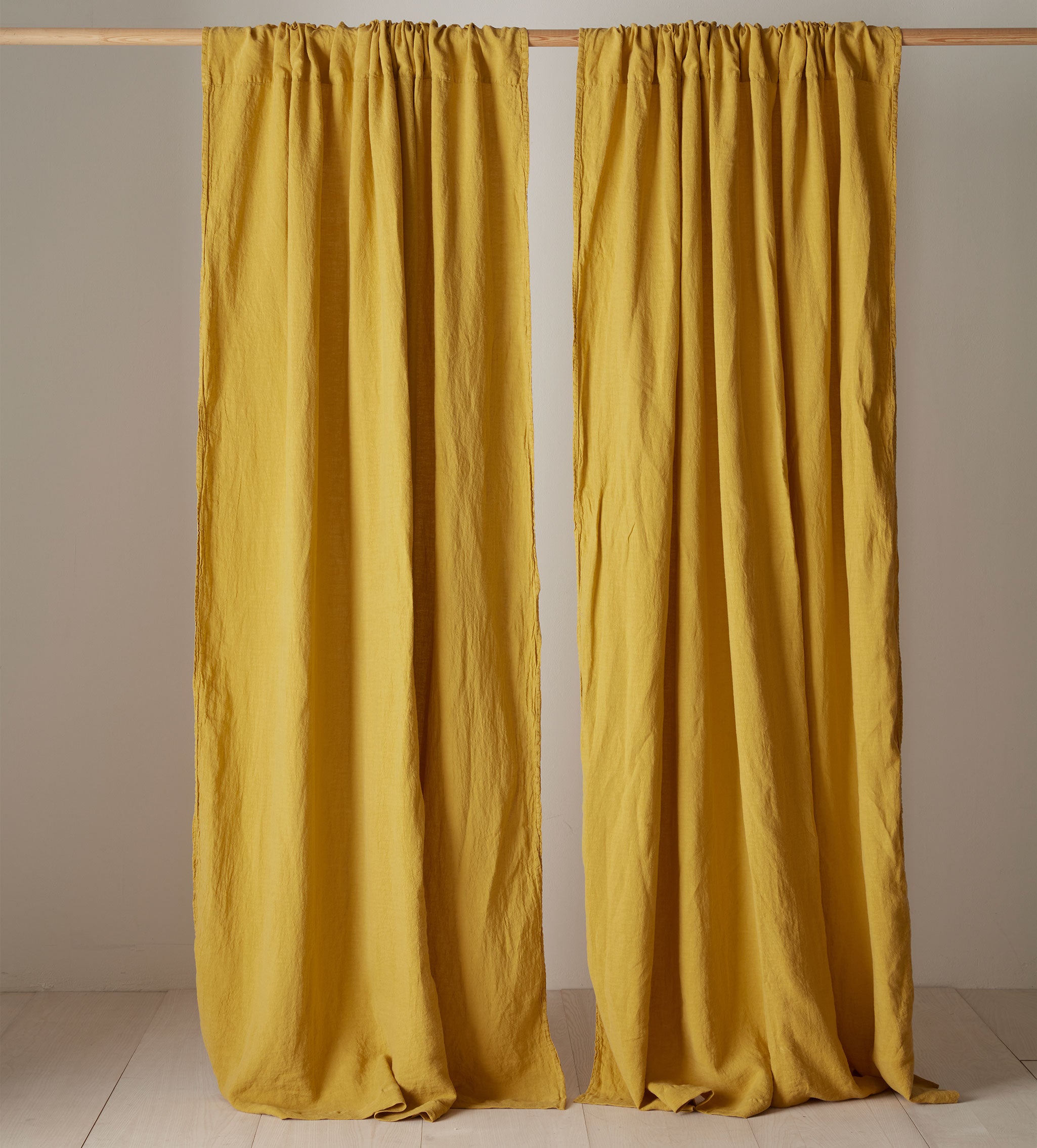 Mustard 100% Linen Loop Top Curtain (Single) | Secret Linen Store