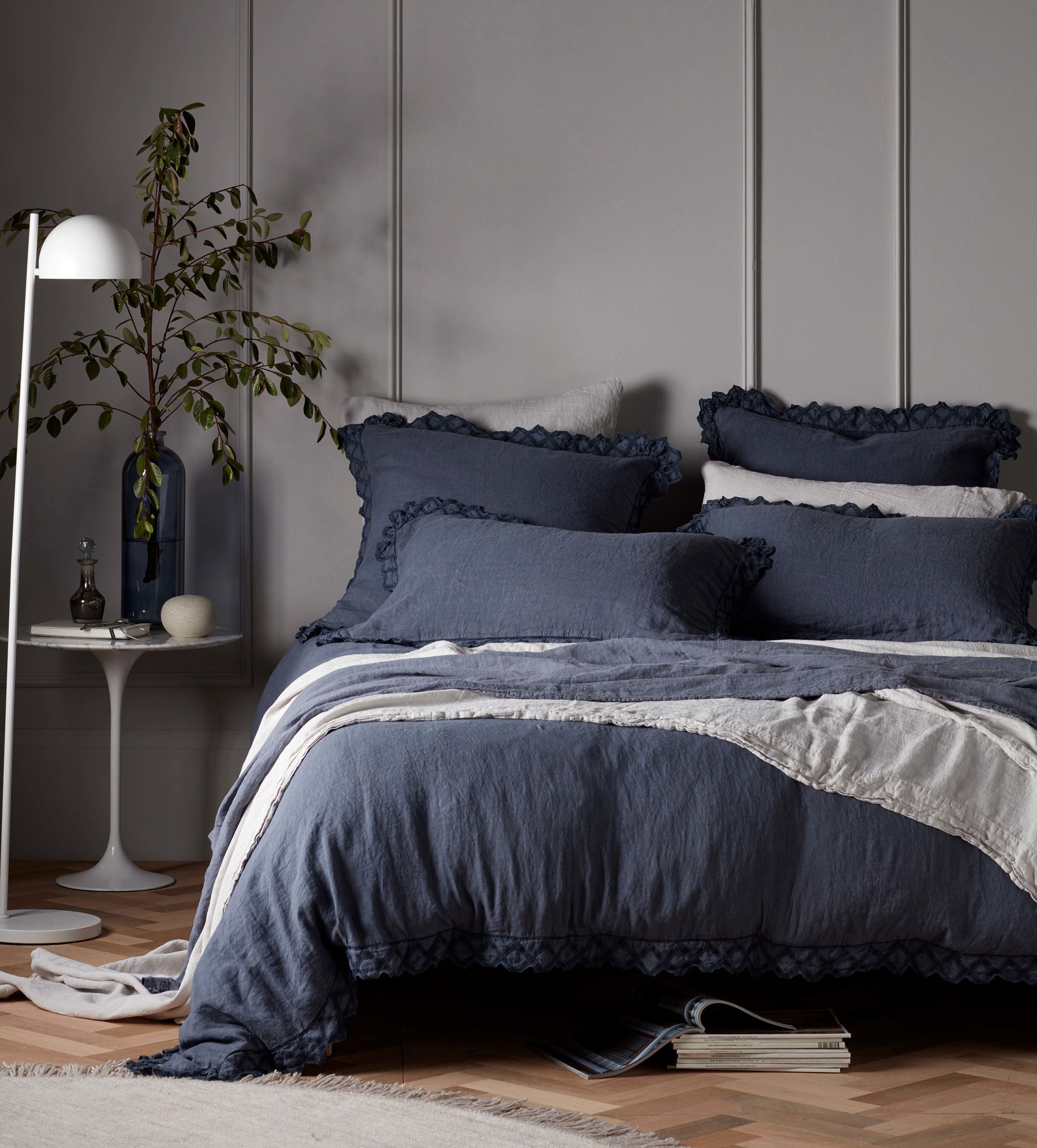 Violet French Blue 100% Linen Duvet Cover | Secret Linen Store